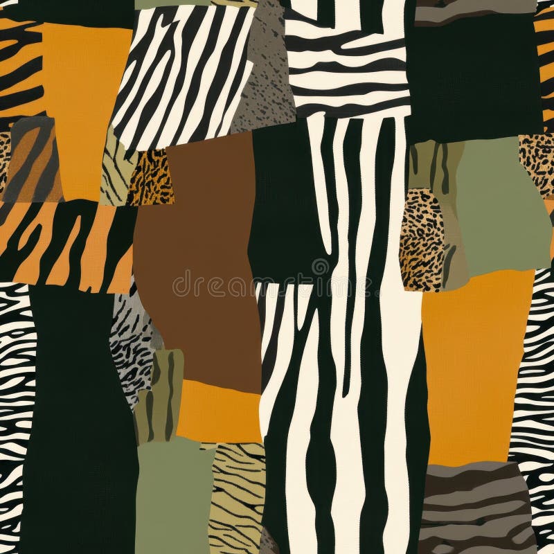 Vibrant Animal Print Patchwork Pattern for Textile Design Stock Image ...
