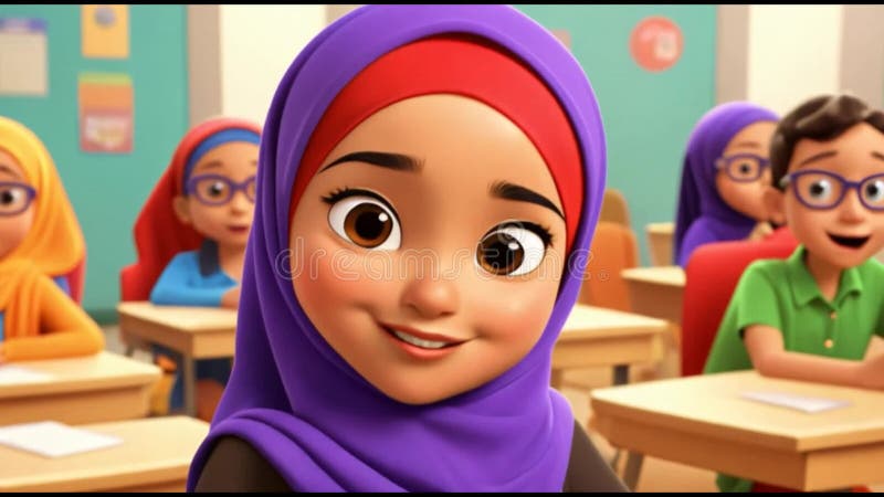 A Vibrant Animated Classroom Scene Displaying Diverse, Cheerful ...