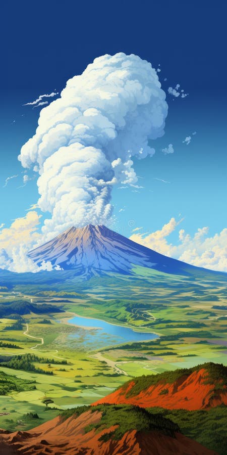 Vibrant Anime Art: White Cloud Flurry from Volcano in Bude, Cornwall ...