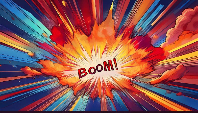 Vibrant Anime Explosion with Dynamic Rays and Bold BOOM Text Creating ...