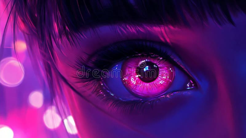 Vibrant Anime Eye Close-Up with Neon Lighting Effects Stock Video ...