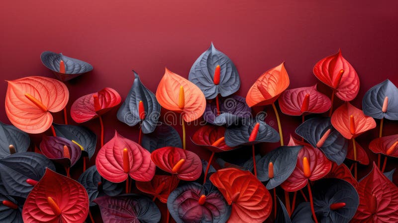 Vibrant Anthurium Display Stunning Array of Red and Black Tropical ...