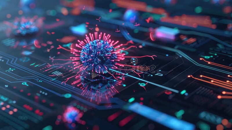 Vibrant Antivirus Visuals Showing Virus Isolation on Dark Backdrop ...