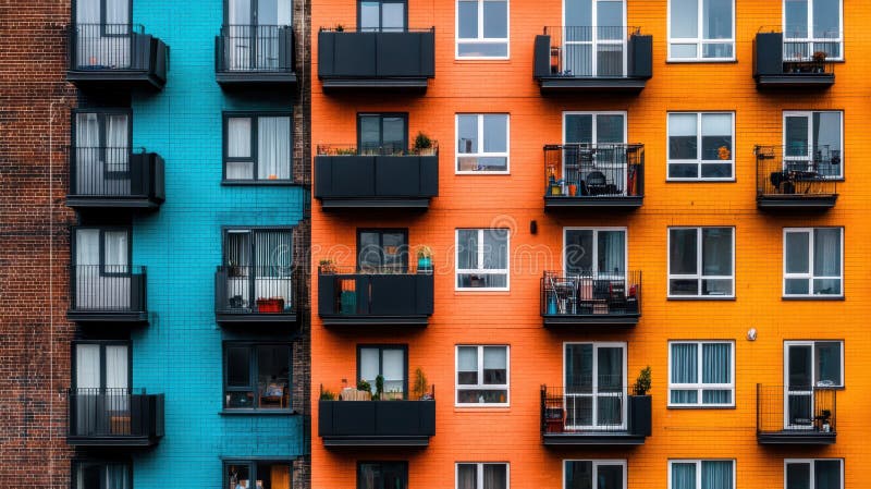 Vibrant Apartment Buildings Featuring Multiple Balconies, Showcasing an ...