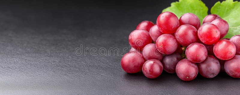 Vibrant and Appetizing Image of a Fresh Bunch of Red Grapes with Leaves ...