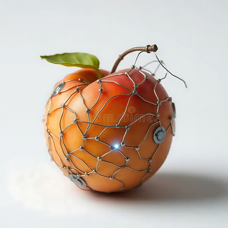 A Vibrant Apple is Covered in Wire Mesh Stock Illustration ...