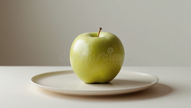 Vibrant Apple on Subtle Plate - Still Life Vision Stock Photo - Image ...