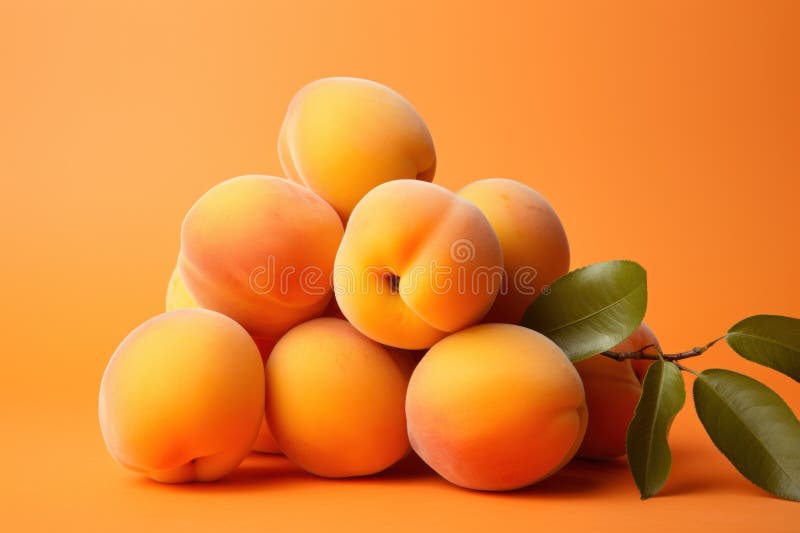 Vibrant Apricots on Orange Background AI Generated Stock Illustration ...
