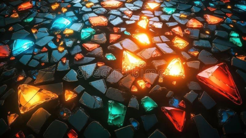 Luminous Gemstone Mosaic: a Stunning 3D Render of Sparkling Crystals ...