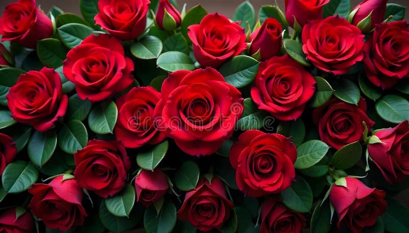 A Beautiful Display of Deep Red Roses in Full Bloom, Captured in ...