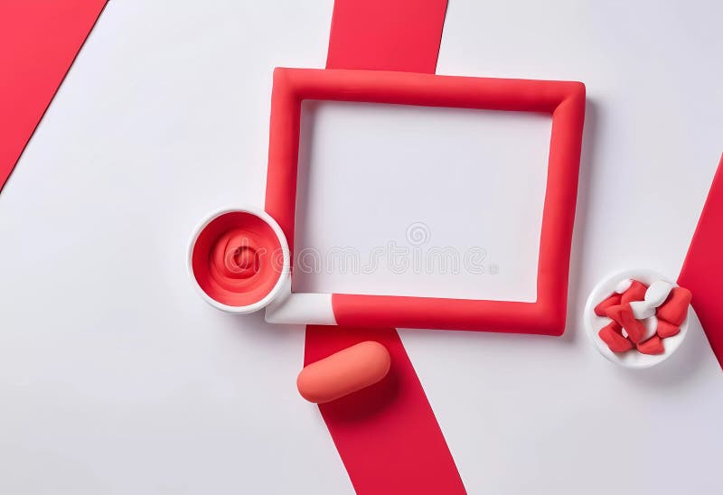 A Vibrant Arrangement Features a Red and White Abstract Background with ...