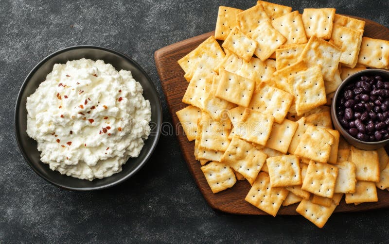 A Vibrant Arrangement Featuring a Plate Filled with Assorted Crackers ...