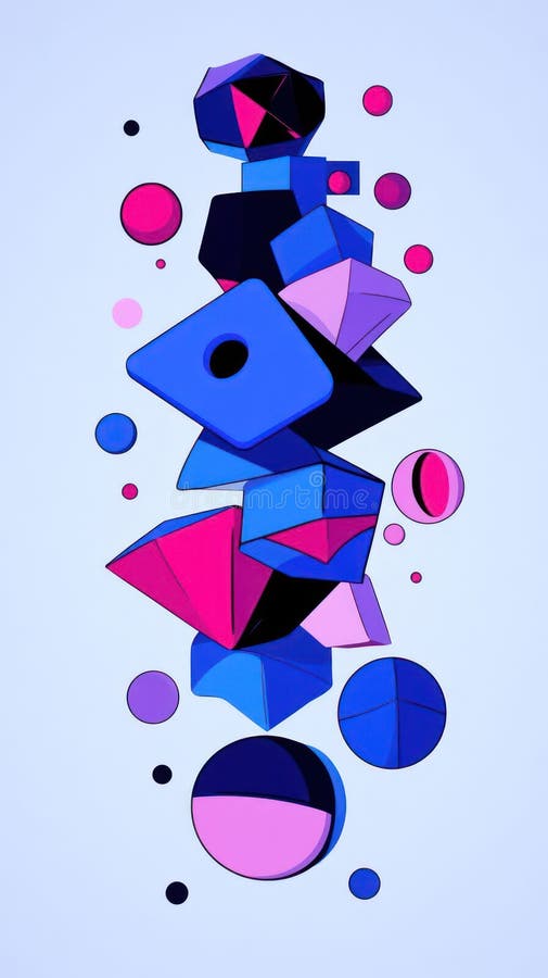 A Vibrant Arrangement of Geometric Shapes in Various Colors and Sizes ...
