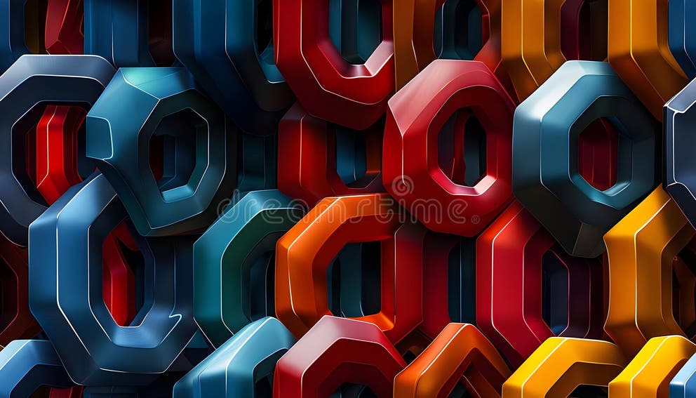 A Vibrant Arrangement of Interlocking Hexagonal Shapes in Various ...