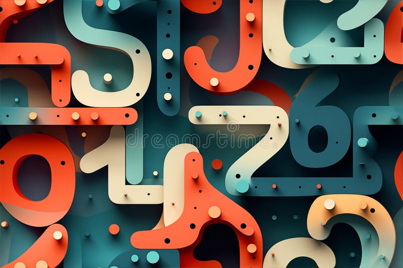 Seamless Colorful Abstract Design Featuring Playful Numbers in Various ...