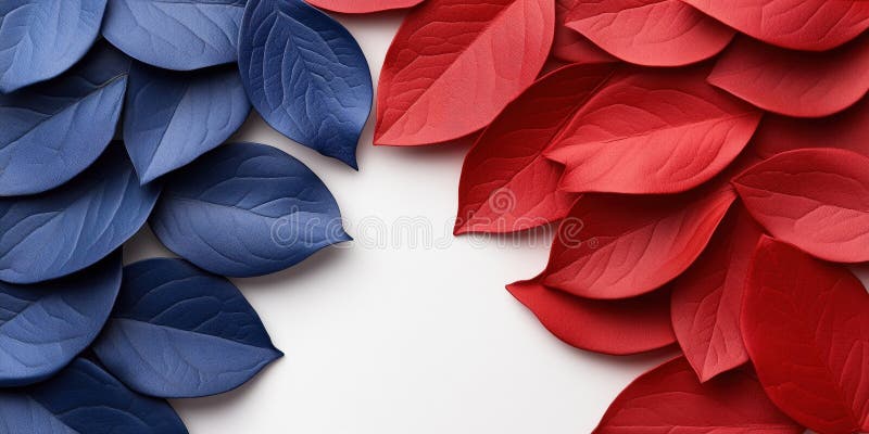 Vibrant Arrangement of Red and Blue Leaves Symbolizing Unity and ...