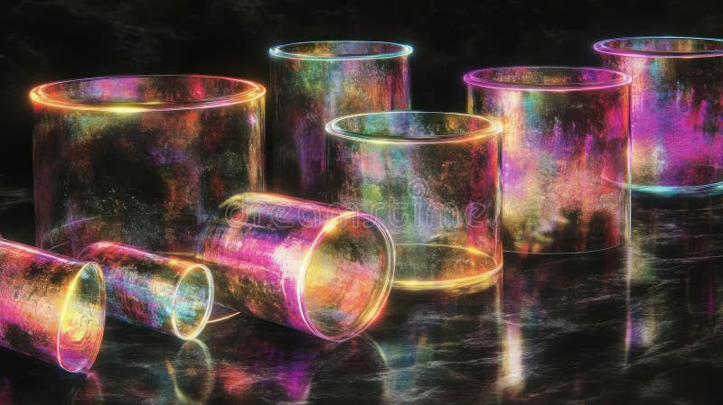 A Vibrant Arrangement of Translucent, Colorful Glass Containers ...