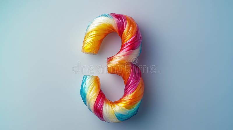 A Vibrant Arrangement of Twisted Straw Forms the Number Three ...