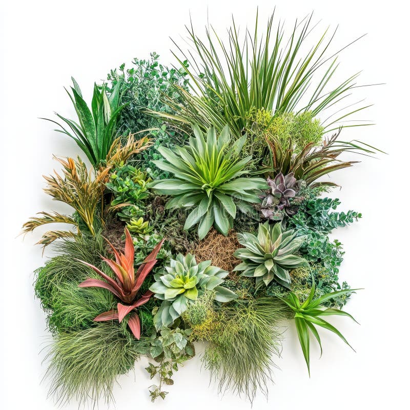 A Vibrant Arrangement of Various Plants Creating a Lush, Green Wall ...