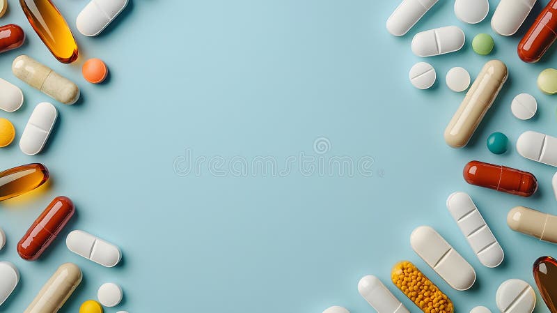 A Vibrant Arrangement of Various Vitamins and Supplements on a Soft ...