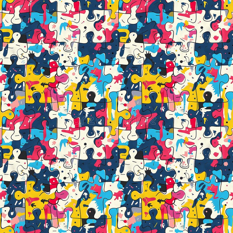 Colorful Abstract Puzzle Pattern Featuring Various Shapes and Vibrant ...