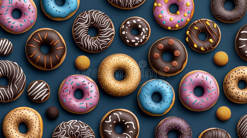 A Vibrant Array of Assorted Donuts with Various Toppings, Showcasing ...