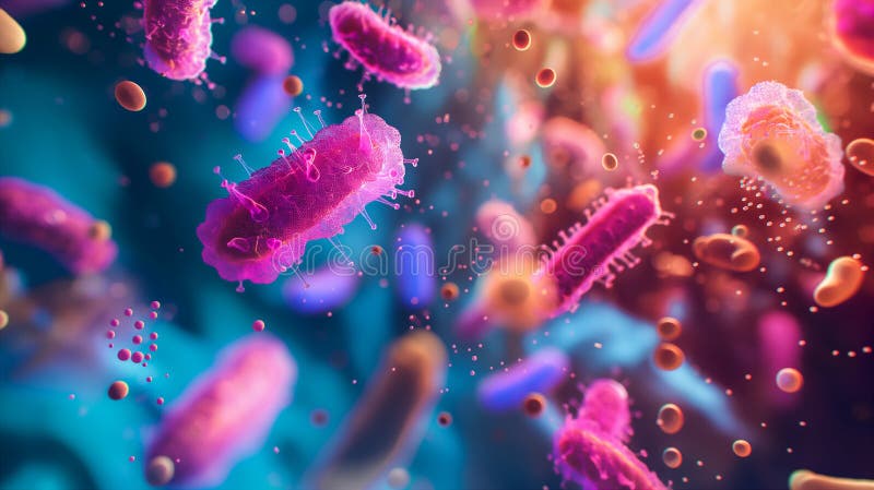 Colorful Microbacteria in Liquid, Scientific Background. Generative AI ...