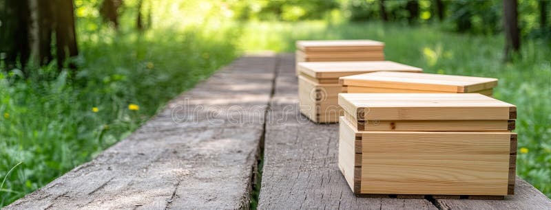 A Vibrant Array of Beehives Sits in a Green Meadow Surrounded by Trees ...