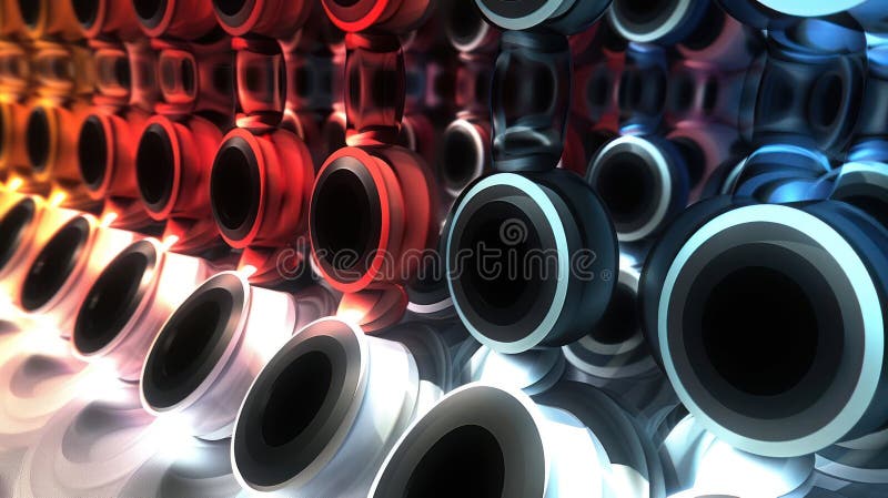 A Vibrant Array of Circular Shapes in Red, Blue, and Black, Creating a ...