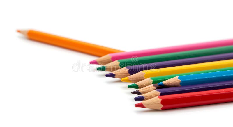 A Vibrant Array of Colored Pencils Aligned Creatively on a Stark ...