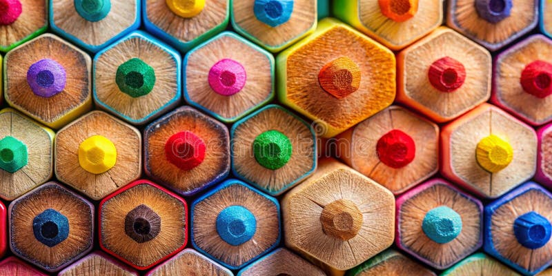A Vibrant Array of Colored Pencils Arranged in a Hexagonal Pattern ...