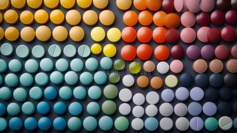 A Vibrant Array of Colorful Circular Objects Fills the Frame. Each Hue ...