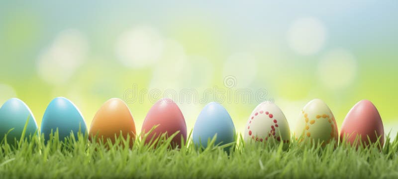 Colorful Decorated Easter Eggs on Fresh Spring Grass Stock Image ...