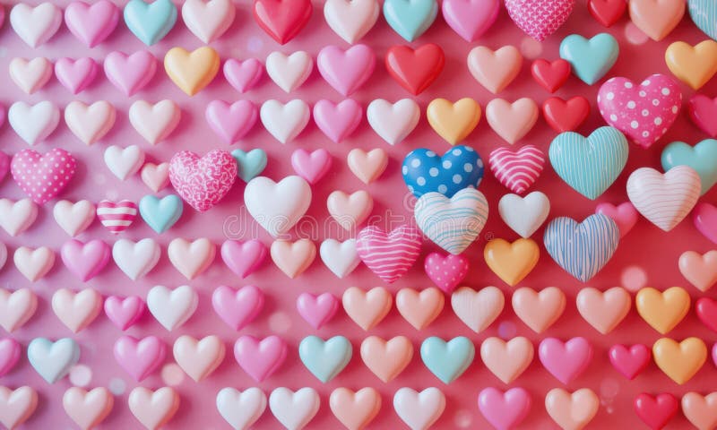 Vibrant Array of Colorful Heart Shapes in Various Patterns and Sizes ...