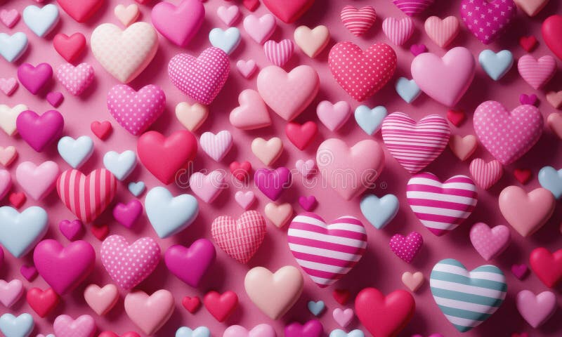 Vibrant Array of Colorful Heart Shapes Various Patterns and Sizes ...