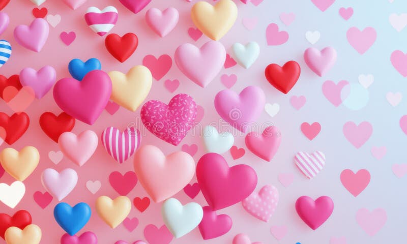 Vibrant Array of Colorful Hearts Various Sizes and Patterns Creates ...