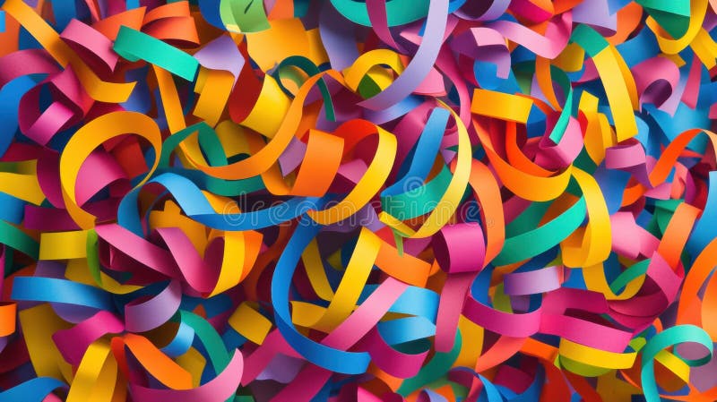 Vibrant Array of Colorful Paper Streamers Layered Over Each Other Stock ...