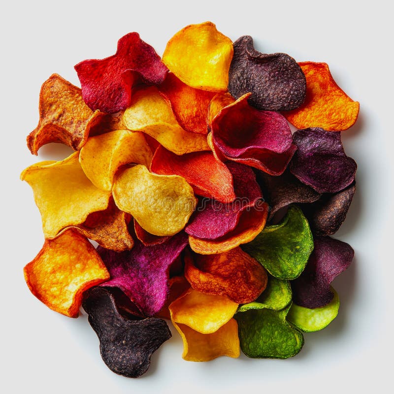 A Vibrant Array of Colorful Potato Chips Displayed in a Dynamic ...