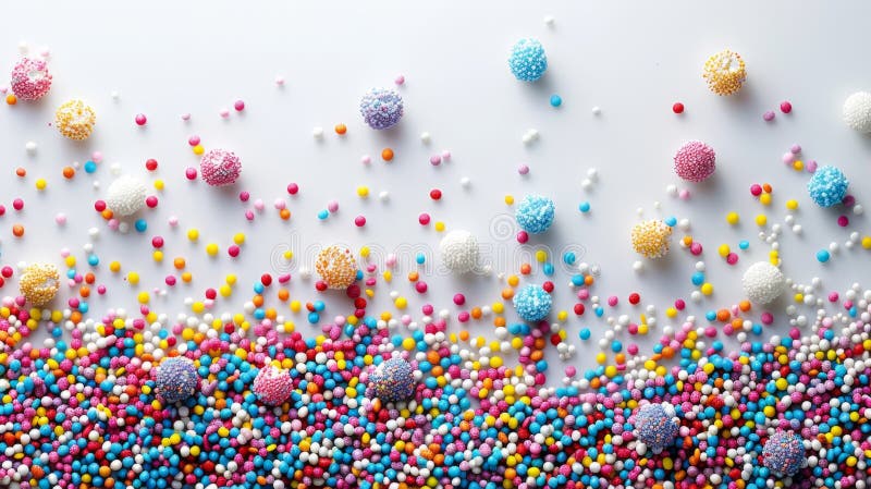 Colorful Sprinkles Spread Across White Surface for Baking Decoration ...