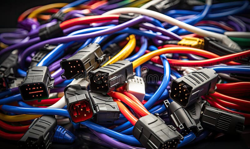 A Vibrant Array of Colorful Wires Intertwined on a Table Stock ...