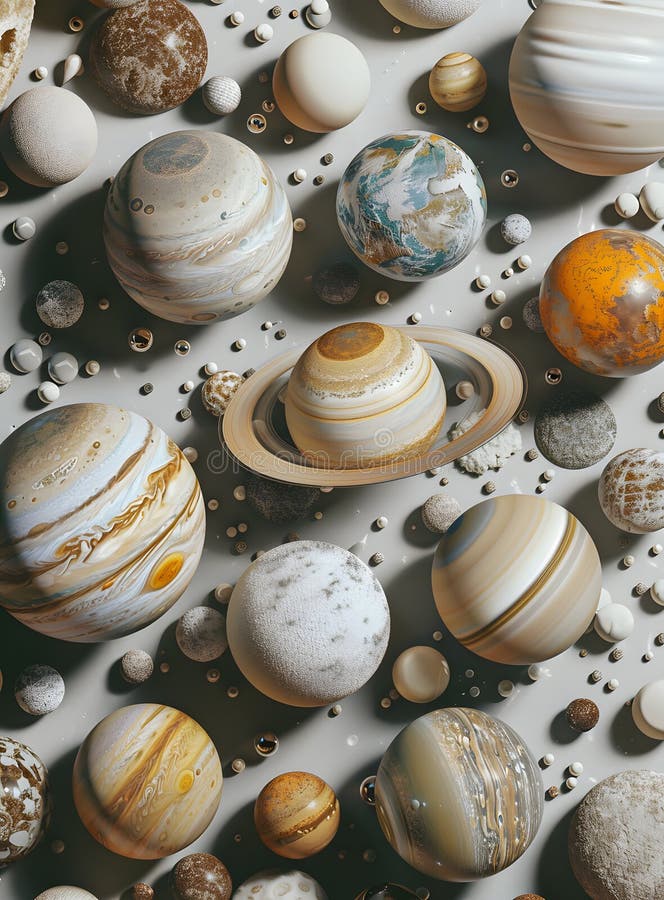 Diverse Planetary System with Various Planets and Moons Stock Image ...