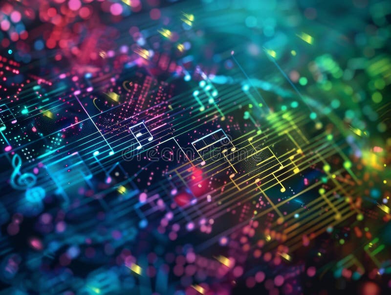 A Vibrant Array of Digital Music Notes and Abstract Patterns in Various ...