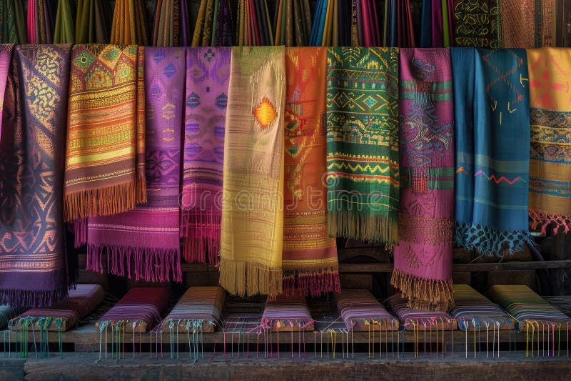 Vibrant Array: a Display of Colorful Scarves Stock Photo - Image of ...
