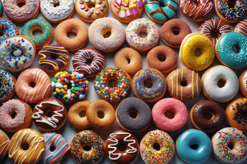 A Colorful Assortment of Donuts Arranged Neatly on a Table for a Sweet ...