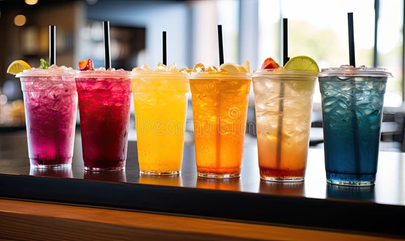 Colorful Drinks on a Counter Stock Photo - Image of fruity, appetizing ...