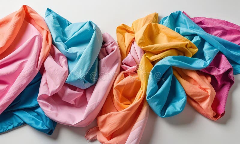 Vibrant Array Folded Fabric in Various Pastel Shades, Including Pink ...