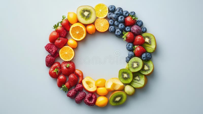 A Vibrant Array of Fresh Fruits and Vegetables Arranged in a Beautiful ...