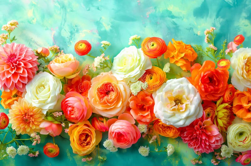 A Vibrant Array of Garden Roses in Full Bloom Stretches Across this ...