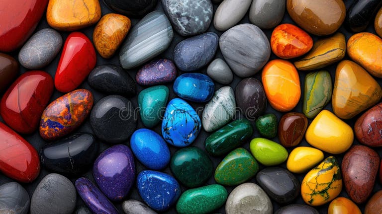 A Vibrant Array of Gemstones in Various Colors and Shapes, Arranged in ...