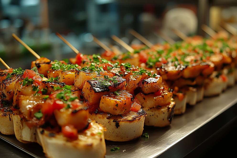 Delicious Gilda Pintxos Showcasing Vibrant Flavors and Textures of ...